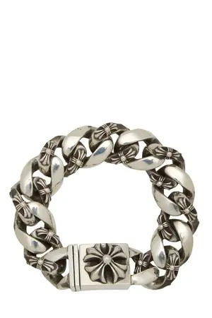 Chrome Hearts Sterling Cross Box Id Fancy Link Bracelet - Silver