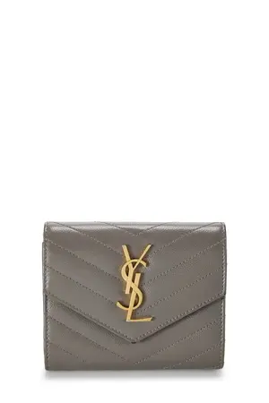 Saint Laurent Grainy Compact Zip Wallet - Grey