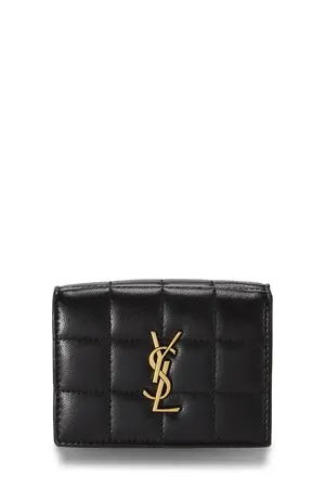Saint Laurent Lambskin Origami Compact Wallet - Black