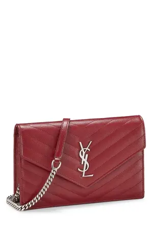 Saint Laurent Grained Calfskin Envelope Wallet On Chain