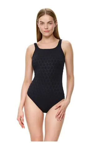 GOTTEX Chained Reaction Textured Post Mastectomy High Neck One Piece - Black