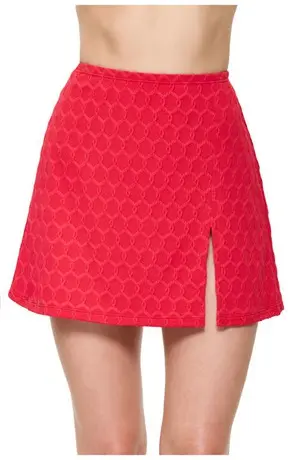 GOTTEX Chained Reaction Textured Pull-on Skirt Cover-up Red