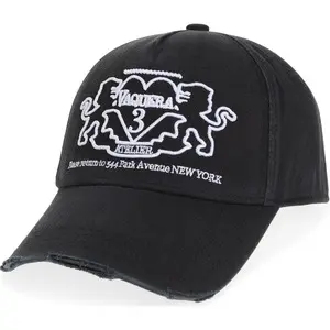 Vaquera Crest Embroidered Baseball Cap - Black