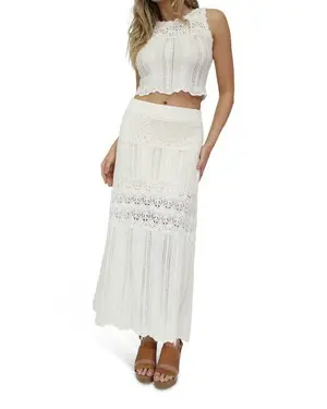 BELLE & BLOOM Harvest Haze Crochet Maxi Skirt