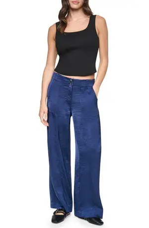Dkny Wide Leg Glazed Pants - Intrepid Blue