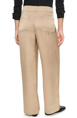 Dkny Wide Leg Glazed Pants - Travertine