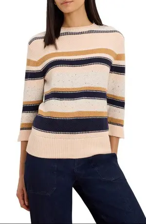 NIC+ZOE Striped Cotton-blend Sweater - Neutral Multi