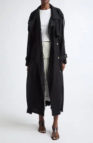 Proenza Schouler Sheer Wool Trench Coat - Black