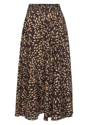 LASCANA Printed Flowy Wide-leg Culottes - Brown Printed