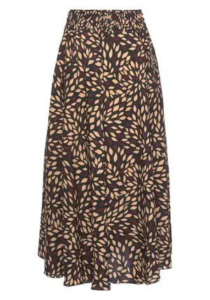 LASCANA Printed Flowy Wide-leg Culottes - Brown Printed