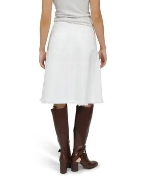 BELLE & BLOOM Let Me Wander Button Front Denim Midi Skirt