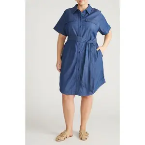 Universal Standard Perfect Tencel Chambray Shirtdress - Midnight Blue