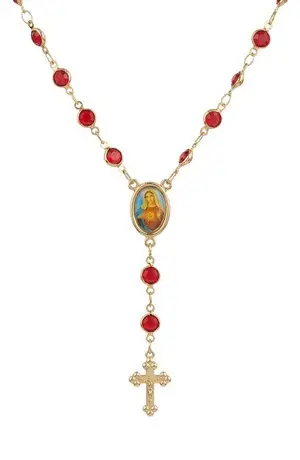 THE M JEWELERS The Red Stone Rosary Necklace - Gold/red