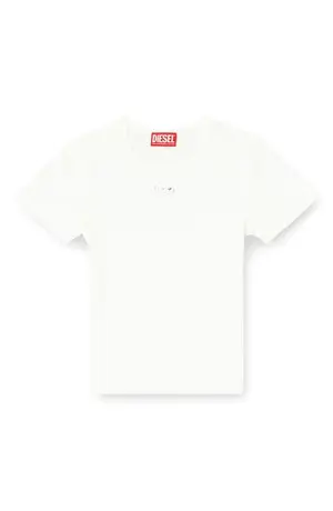 DIESEL® Metallic Oval D Cutout Rib T-shirt - Off/white