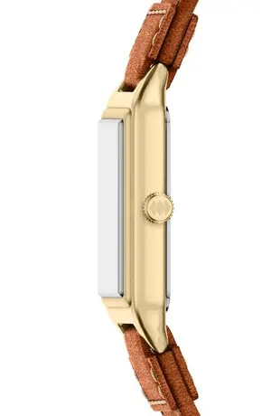 Fossil Raquel Rectangular Leather Strap Watch - Brown