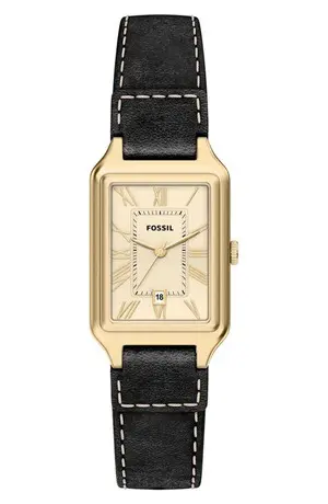Fossil Raquel Leather Strap Watch - Gold/black
