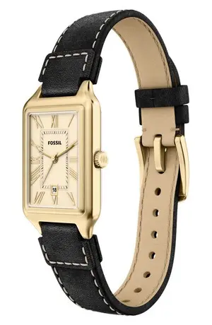 Fossil Raquel Leather Strap Watch - Gold/black