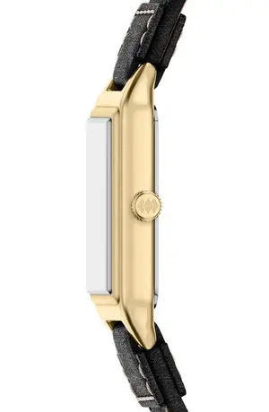 Fossil Raquel Leather Strap Watch - Gold/black