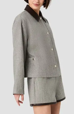 French Connection Herringbone Jacket With Contrast Collar