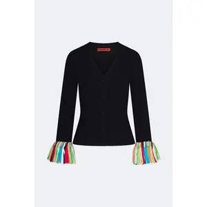 SIMONMILLER Cara Knit Fringe Cardigan - Black Multi