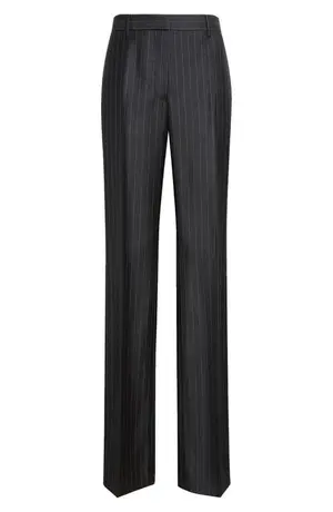 TOM FORD Pinstripe Wool Grain De Poudre Trousers - Black