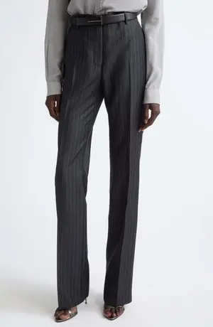 TOM FORD Pinstripe Wool Grain De Poudre Tailored Trousers - Black