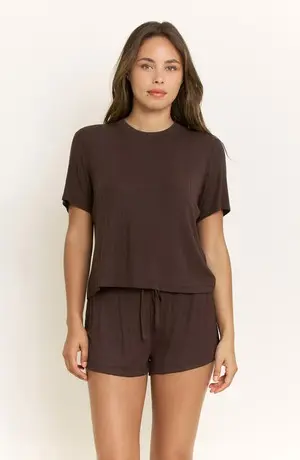 Honeydew Intimates Cloud Modal Rib Knit T-shirt - Chocolate