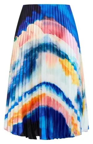 City Chic Celina Print Pleated Midi Skirt