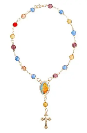 THE M JEWELERS The Blue Stone Rosary Anklet - Gold/multi