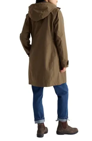 SEASALT CORNWALL Coverack Waterproof Organic Cotton Raincoat With Removable Hood - Laurel