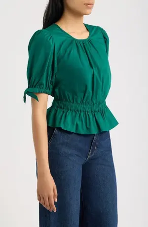CECE DUPRAZ Balloon Sleeve Cotton Poplin Top