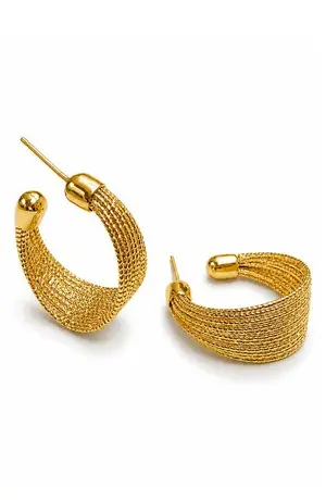 LA MENO Mesh Hoop Earrings - Gold