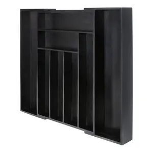 HAPPIMESS Hudson Modern Farmhouse Handcrafted Expandable 8-slot Kitchen Drawer Organizer Black