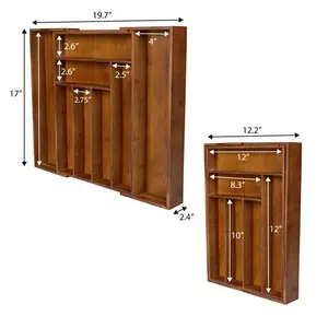 HAPPIMESS Hudson Modern Farmhouse Handcrafted Expandable 8-slot Kitchen Drawer Organizer - Brown