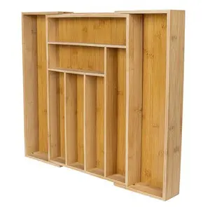 HAPPIMESS Hudson Modern Farmhouse Handcrafted Expandable 8-slot Kitchen Drawer Organizer Natural