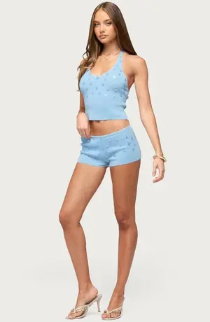 EDIKTED Button Detailed Cotton Knit Shorts