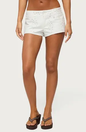 EDIKTED Wynell Cotton Eyelet Shorts