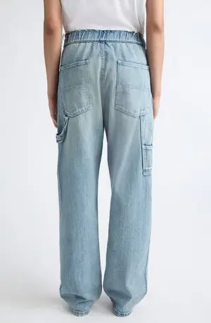 MAISON MARGIELA Distressed Frayed Waist Wide Leg Jeans - Blue