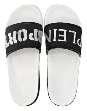 PLEIN SPORT Gummy Slides With Logo Detailing - White/black