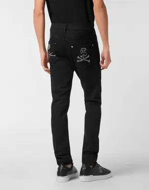 Philipp Plein Denim Trousers Super Straight Cut Skulls