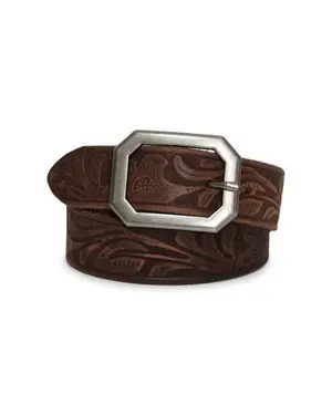 BELLE & BLOOM Stand Me Embossed Leather Belt