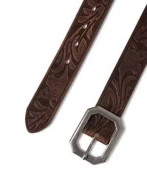 BELLE & BLOOM Stand Me Embossed Leather Belt