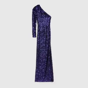 Gucci Embroidered Silk Georgette Long Dress - Black