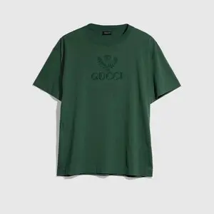 Gucci Cotton Jersey T-shirt With Embroidery - Green