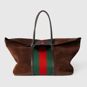 Gucci Medium Duffle Bag With Web Suede