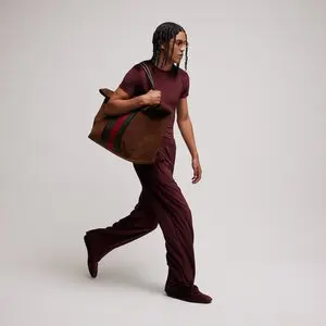 Gucci Medium Duffle Bag With Web Suede