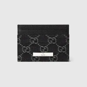 Gucci Card Case With Plaque Fabric - Black