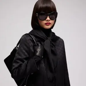 Gucci Double G Silk Wool Shawl - Black