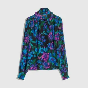 Gucci Allover Flora Print Silk Crêpe De Chine Shirt - Purple