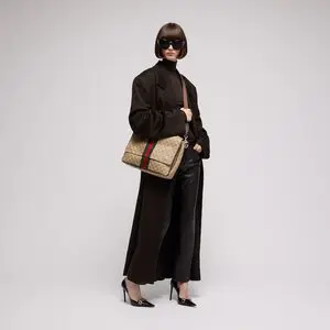 Gucci Medium Crossbody Bag With Web Gg Canvas